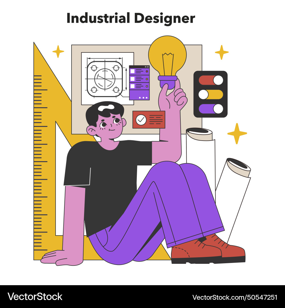 Innovative industrial designer conceptualizing Vector Image