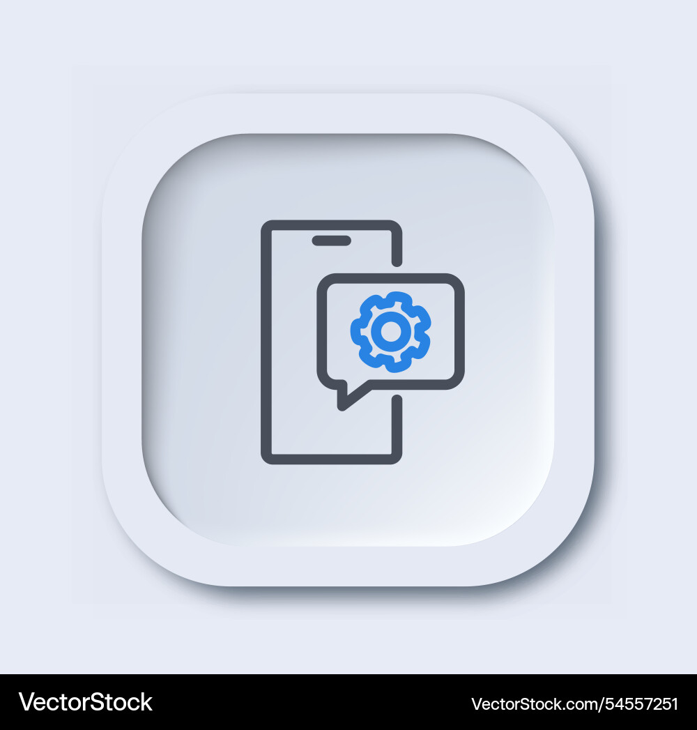 Insurance linear icon smartphone with cogwheel Vector Image
