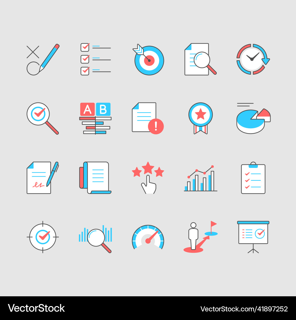 Assessment simple color icons editable stroke Vector Image