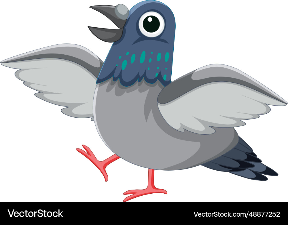 Cute pigeon bird cartoon character walking Vector Image