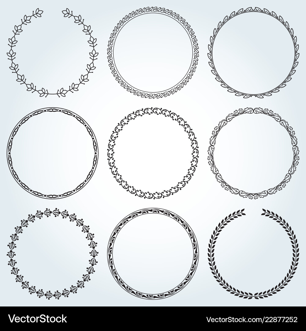 Decorative frames and borders round set Royalty Free Vector