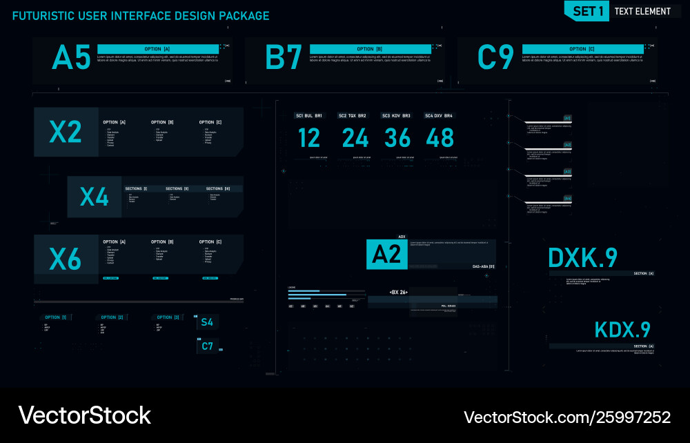 Futuristic user interface design element set 01 Vector Image