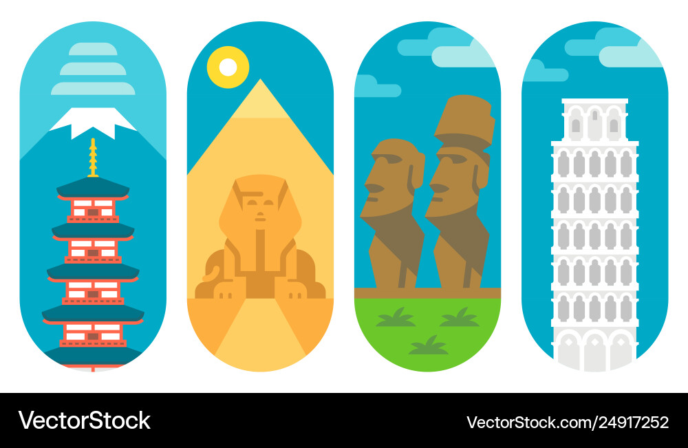 Landmark Icons - Global Landmarks Royalty Free Vector Image