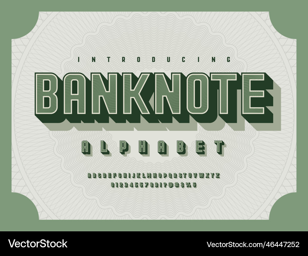 Money font Royalty Free Vector Image - VectorStock