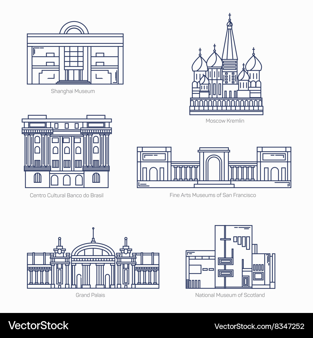 Monuments thin line icons shanghai museum Vector Image