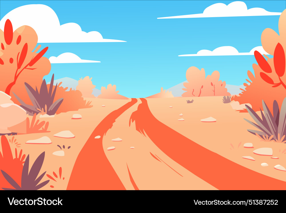 Of desert landscape with road Royalty Free Vector Image