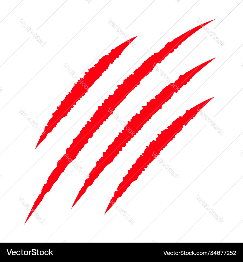 Red bloody claws animal scratch scrape track cat Vector Image