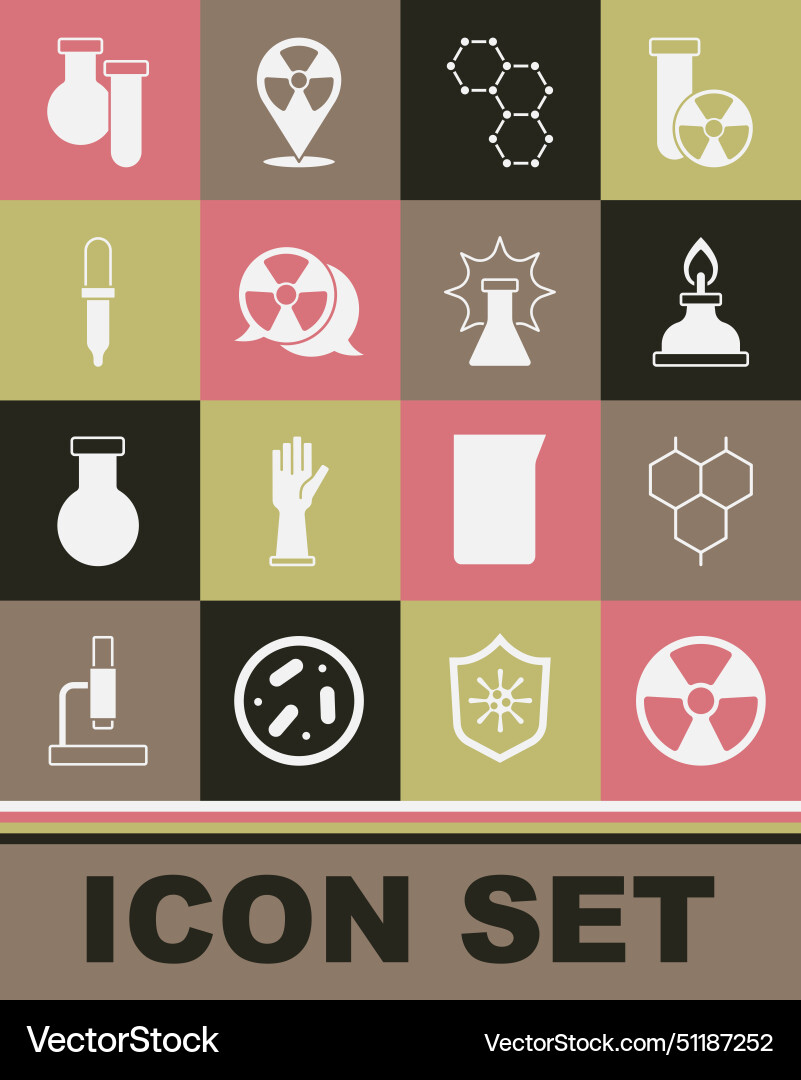 Set radioactive chemical formula alcohol spirit Vector Image