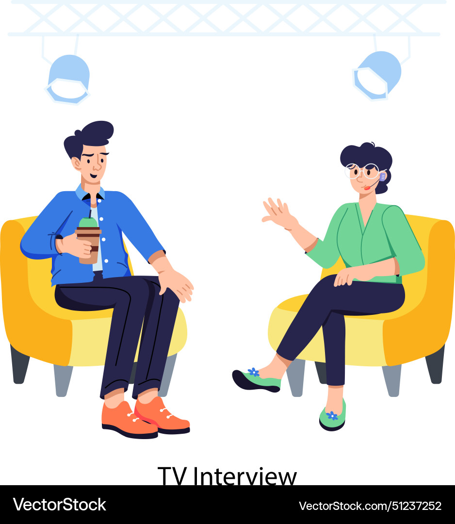 Tv interview Royalty Free Vector Image - VectorStock
