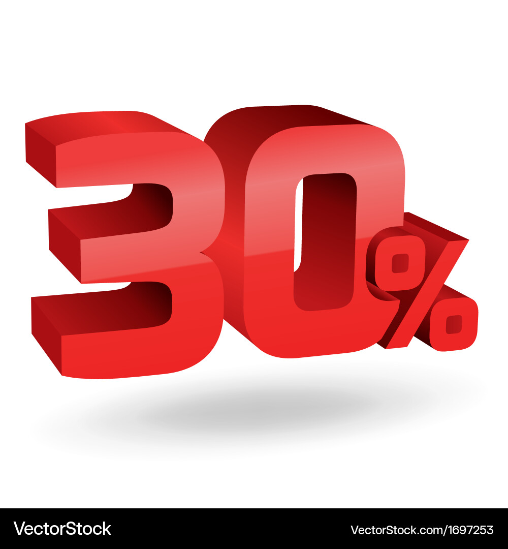 30 percent digits Royalty Free Vector Image - VectorStock