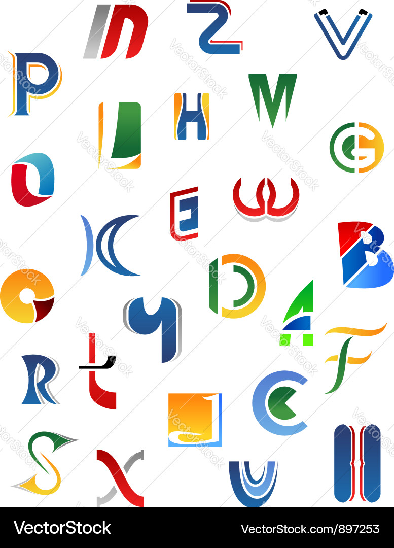 Alphabet letters and icons Royalty Free Vector Image