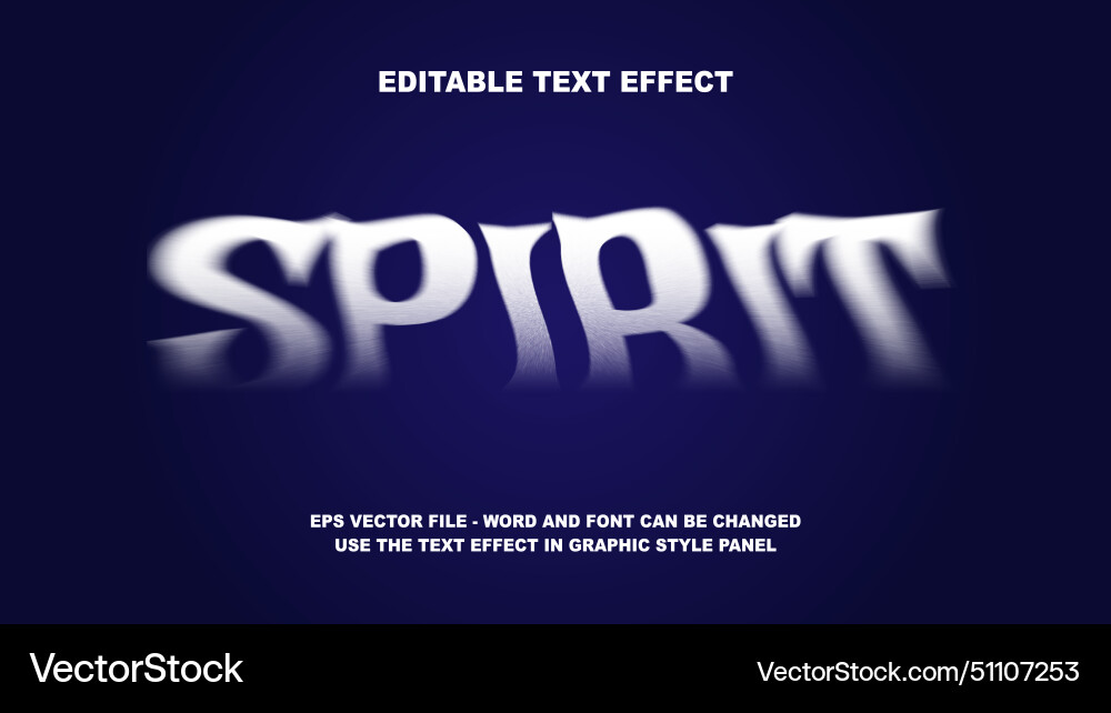 Editable text effect spirit 3d template Royalty Free Vector