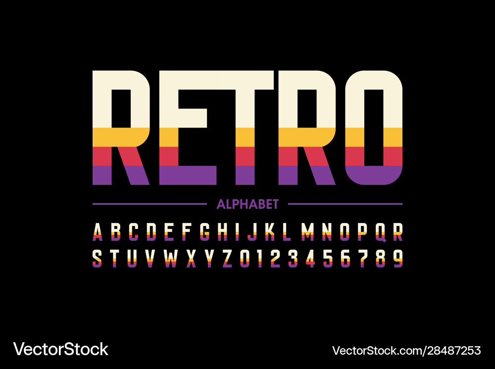 Modern retro style font design alphabet letters Vector Image