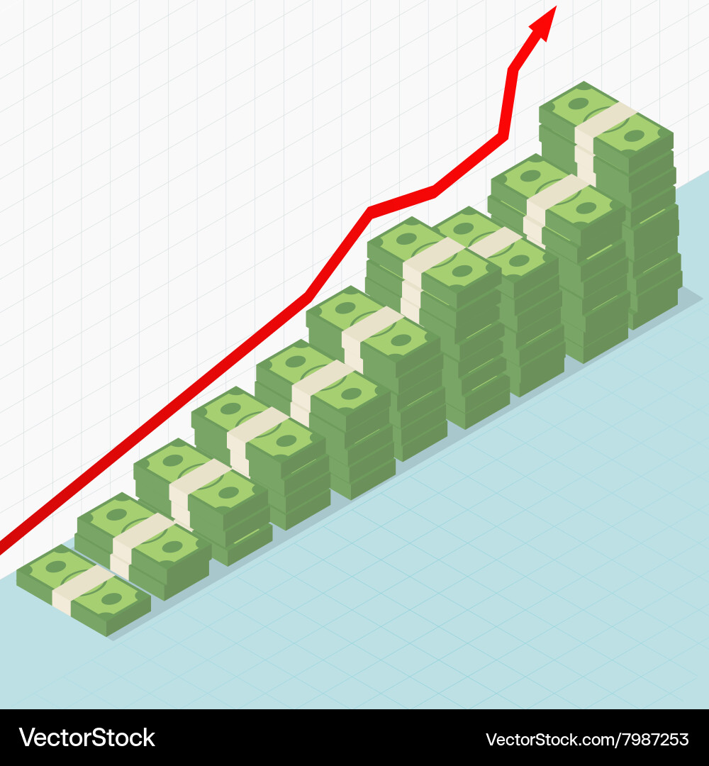 Rising graph and money Royalty Free Vector Image