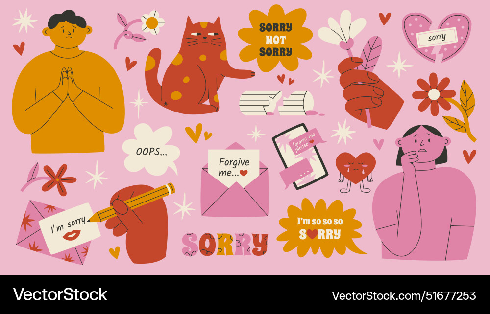 Sorry sticker set Royalty Free Vector Image - VectorStock