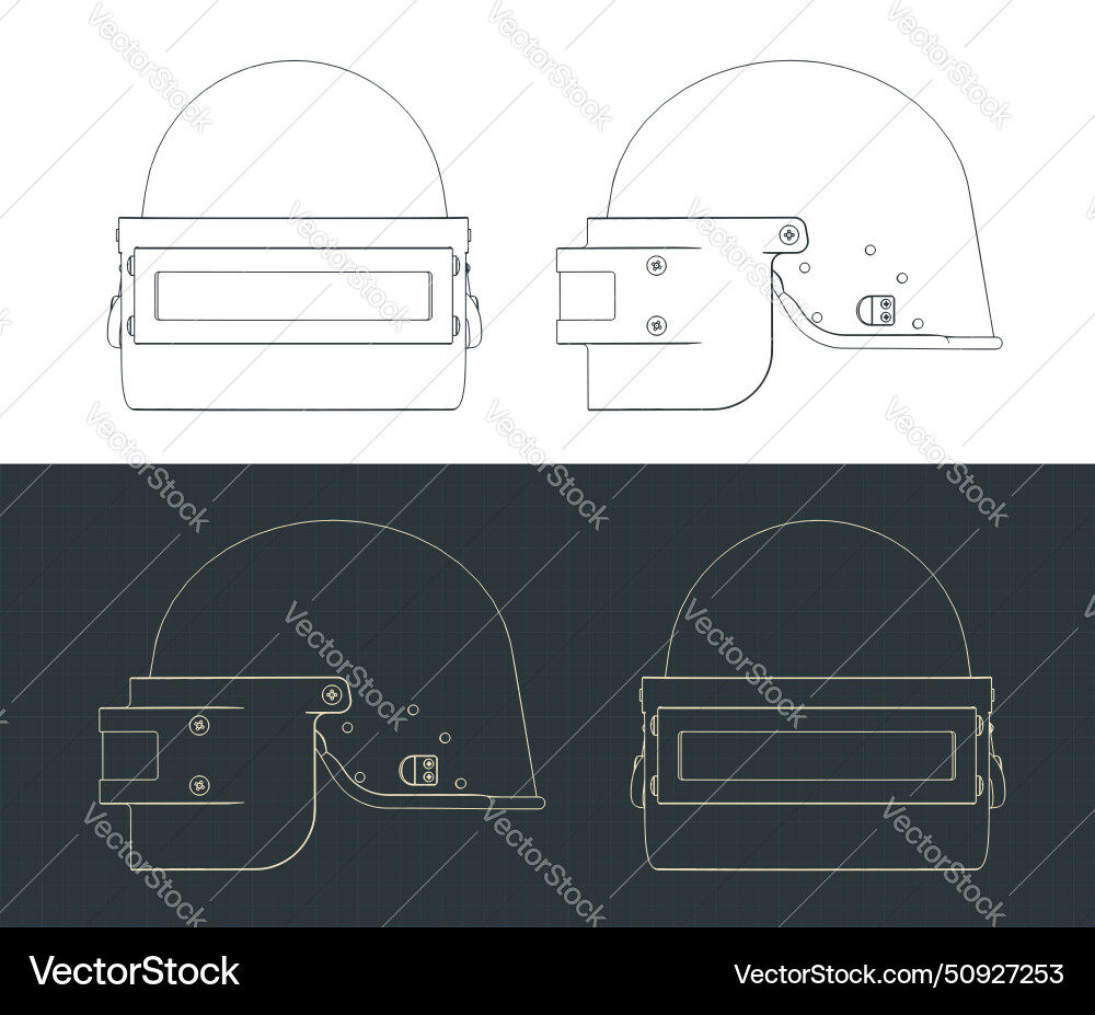 Special forces soldier helmet blueprints Vector Image