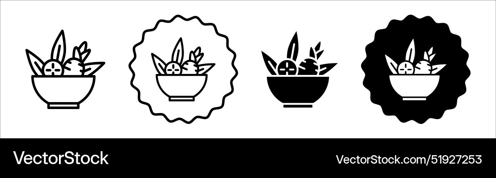 Vegetable salad meal icon symbol set collection Vector Image