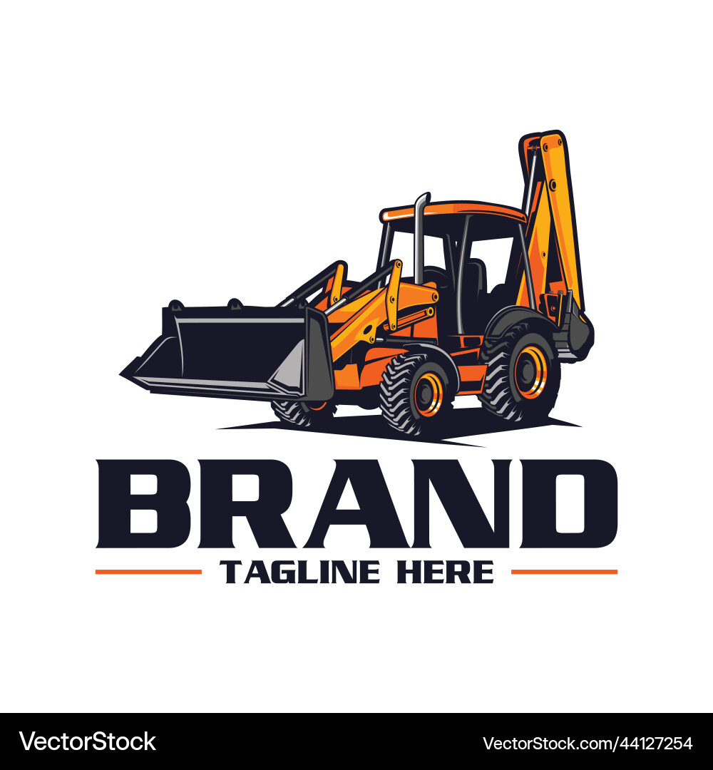 Backhoe loaders logo tractor with bucket Vector Image
