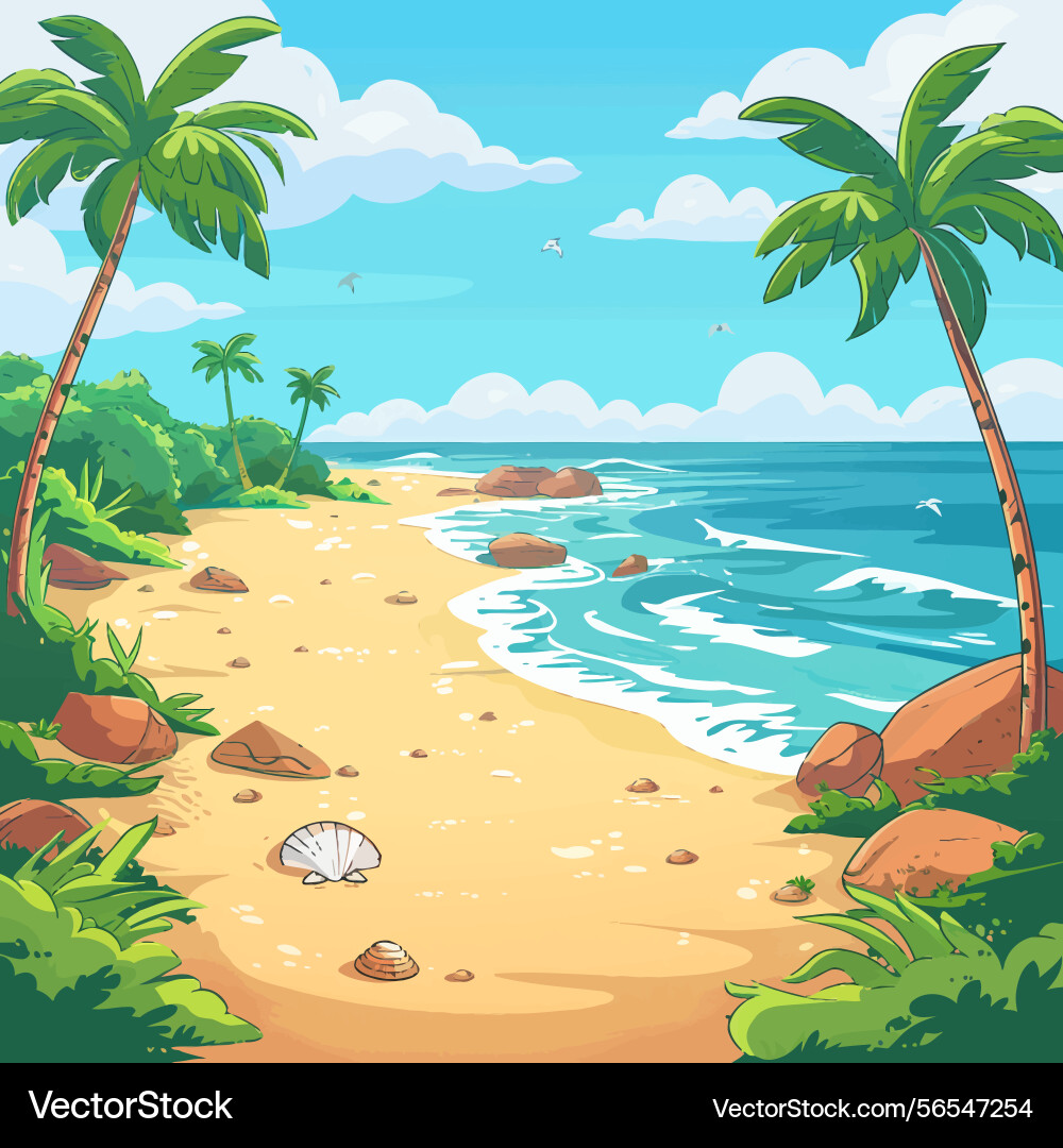 Beach cartoon Royalty Free Vector Image - VectorStock