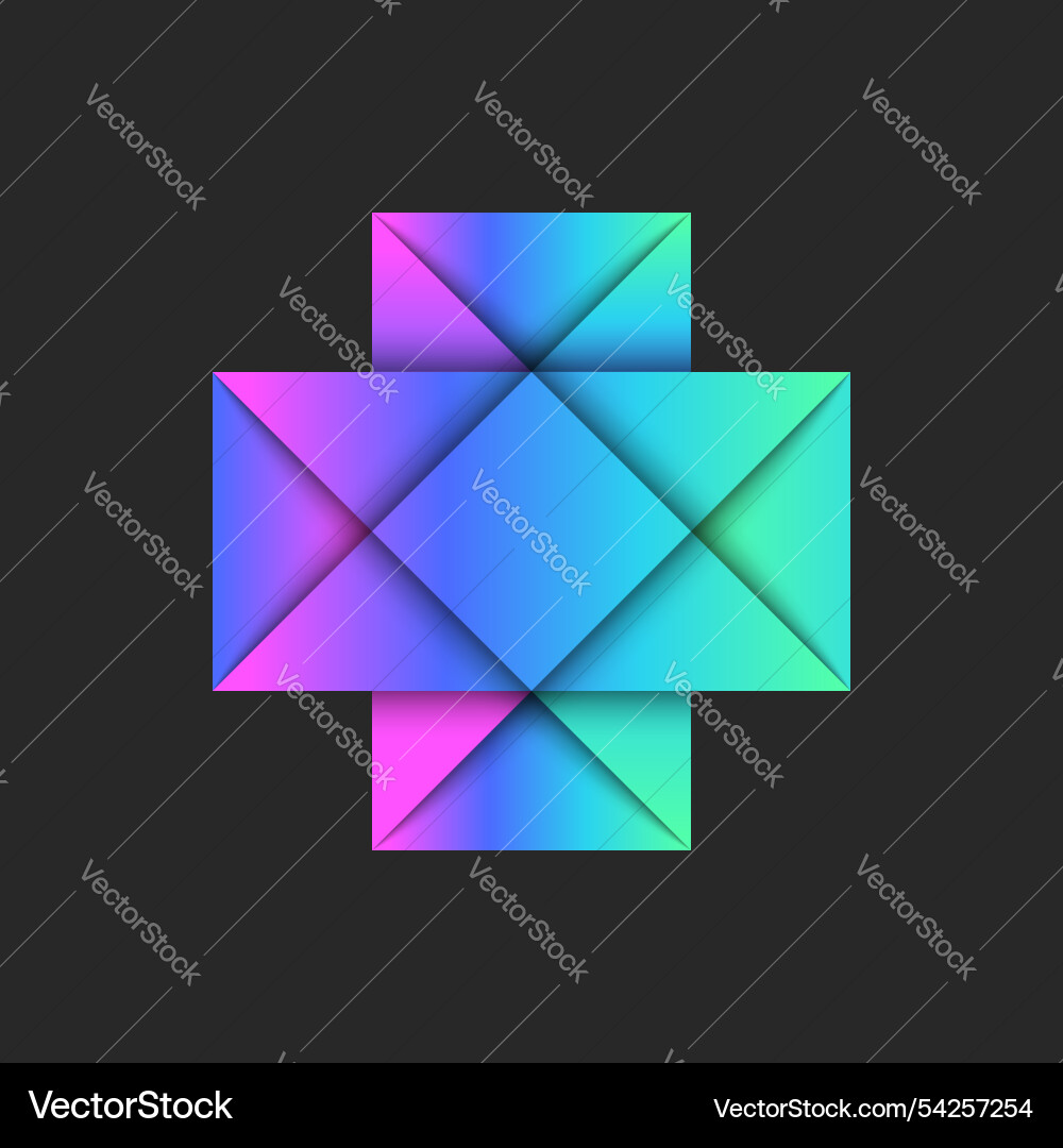 Cross shape logo geometric shapes triangles Vector Image