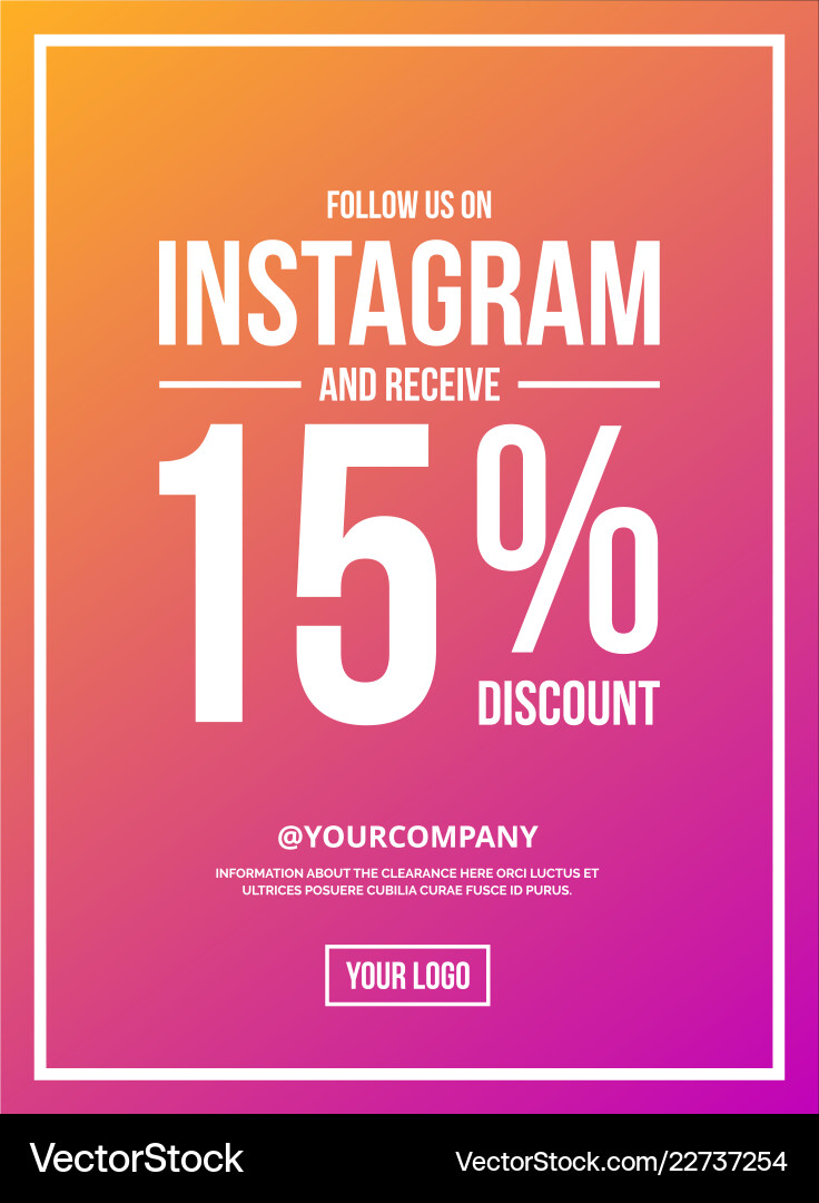 Follow us on instagram sign poster Royalty Free Vector Image