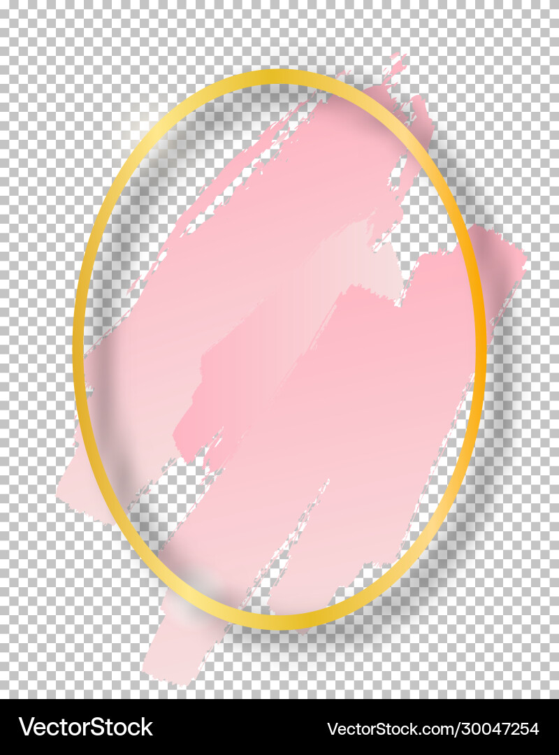Golden Shiny Oval Frame with Brush Strokes Vector Image