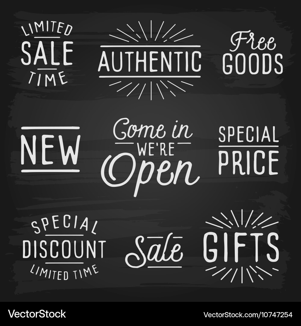 Hand drawn lettering slogans for retail Royalty Free Vector