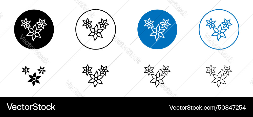 Jasmine icon set jasmine plumeria fragrant Vector Image