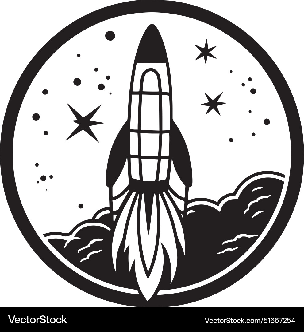 Rocket - black and white Royalty Free Vector Image