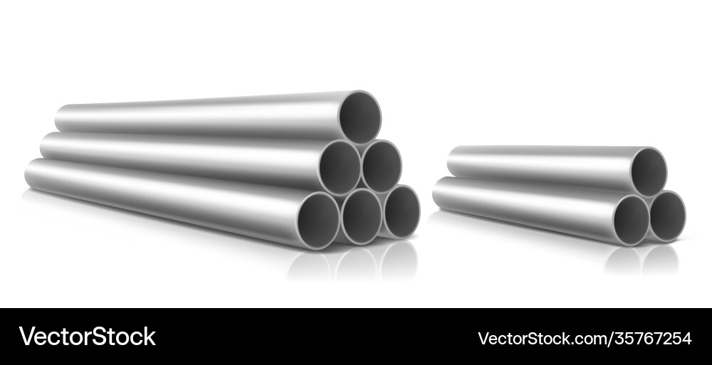 Stack steel pipes isolated on white background Vector Image