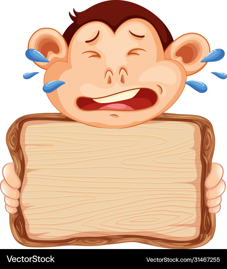 Board template with crying monkey on white Vector Image