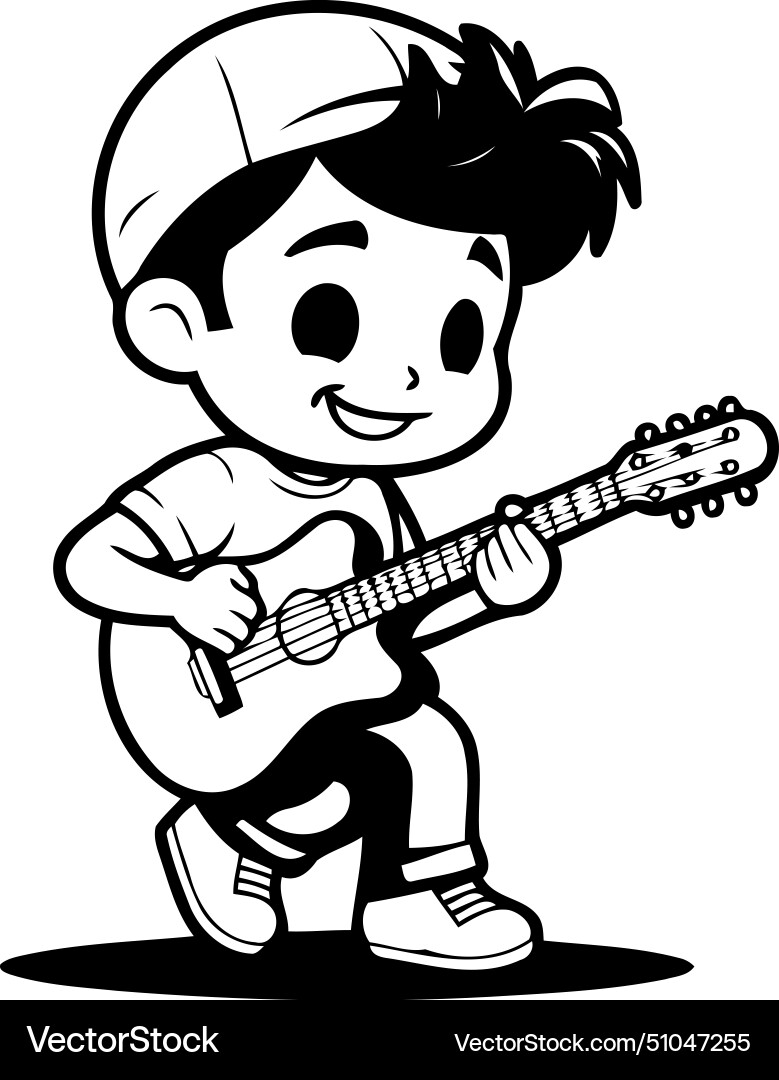 Cartoon boy playing guitar Royalty Free Vector Image