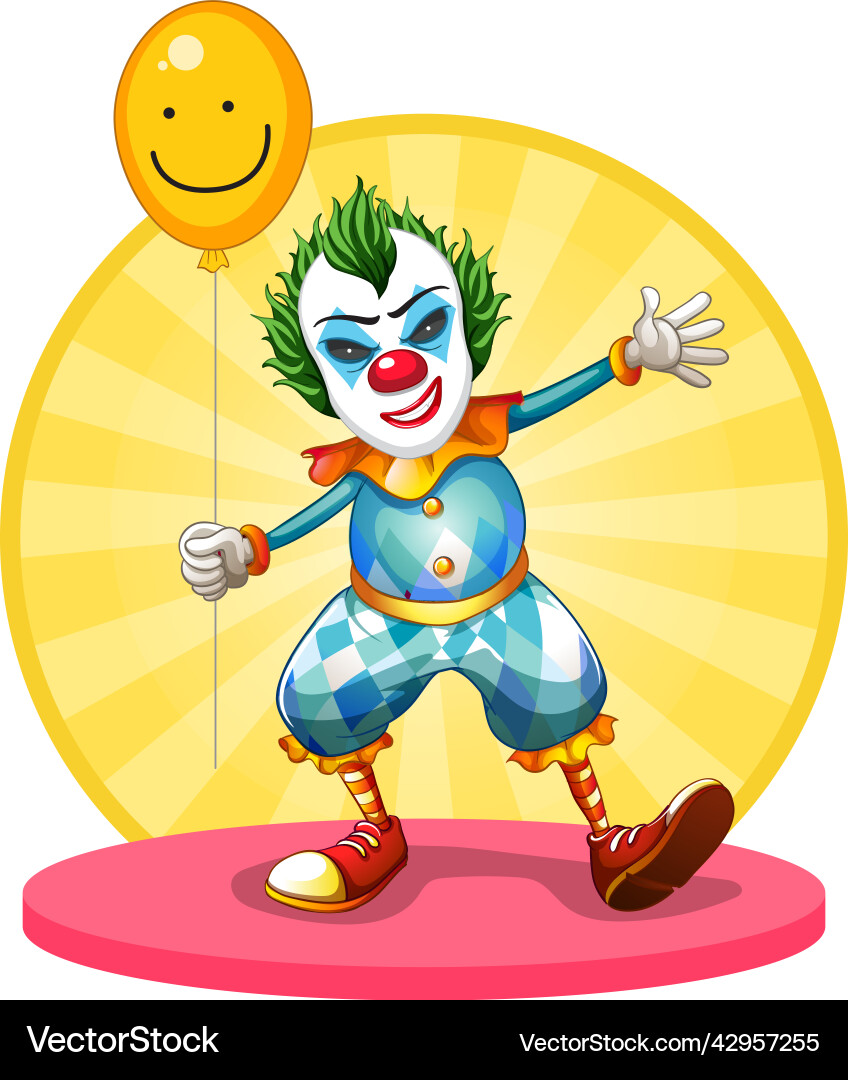 Clown holding balloon cartoon character Royalty Free Vector