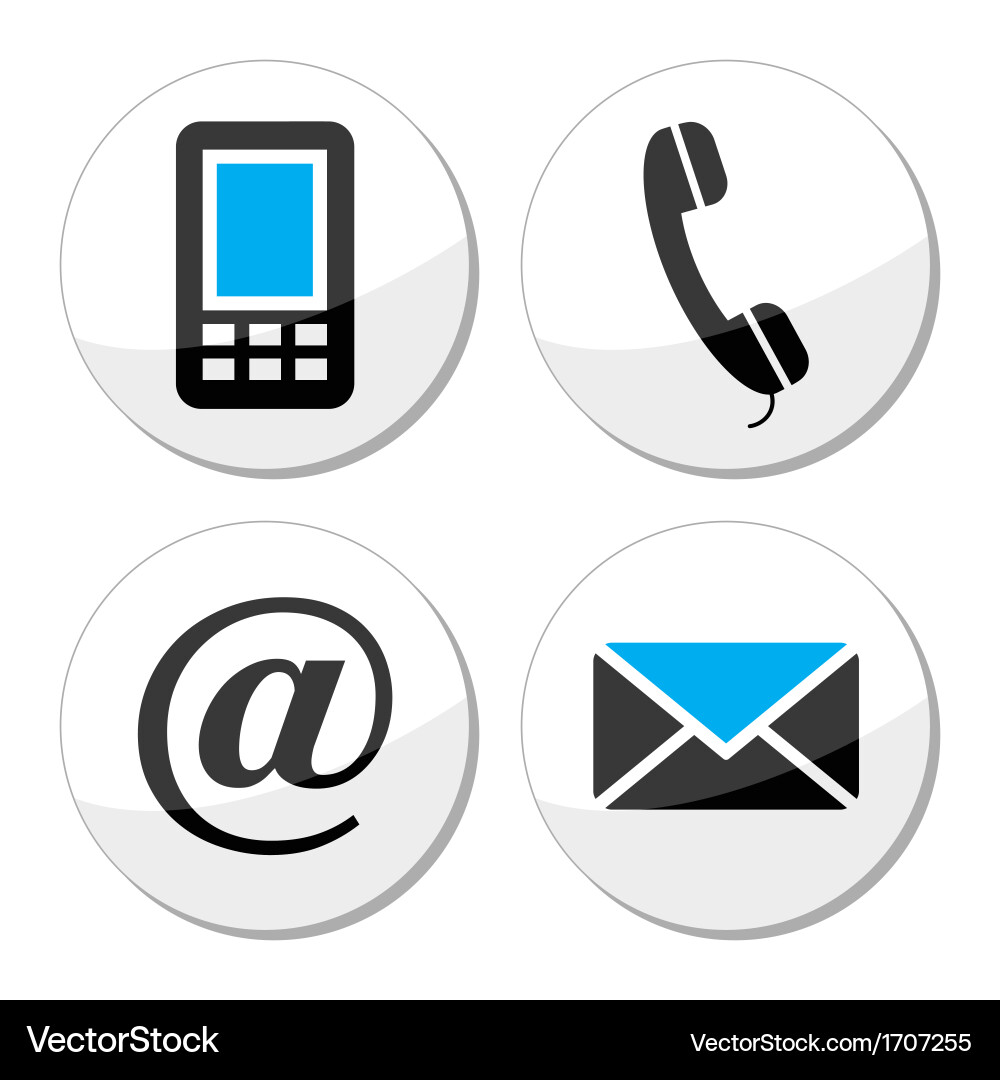 Contact web and internet icons set Royalty Free Vector Image