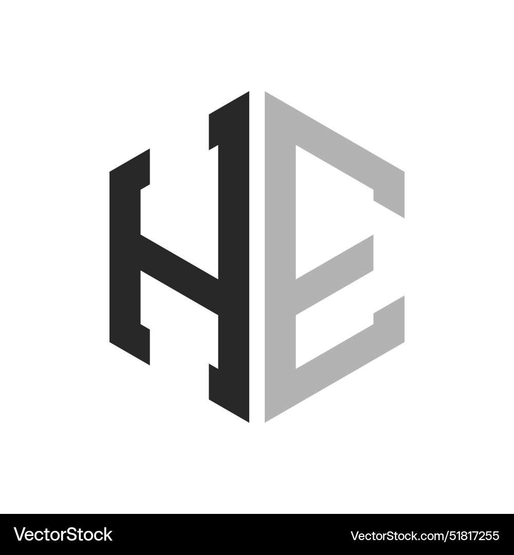 Modern unique hexagon letter he logo design Vector Image