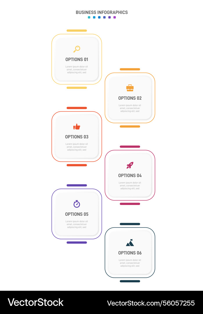 Six Stage Progress Timeline Royalty Free Vector Image