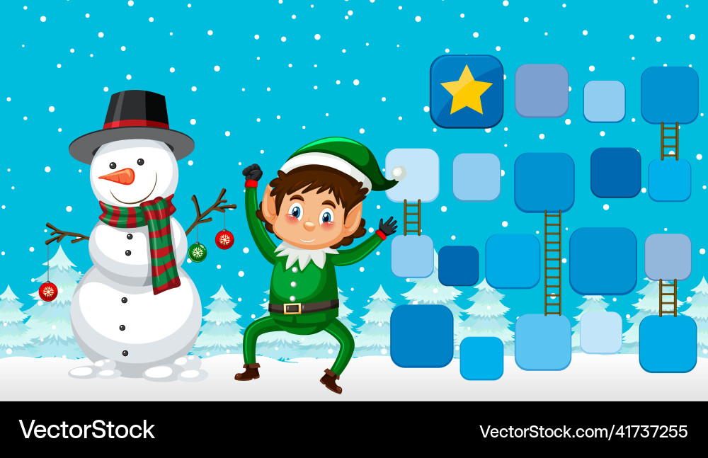 Snake and ladders game template with christmas Vector Image
