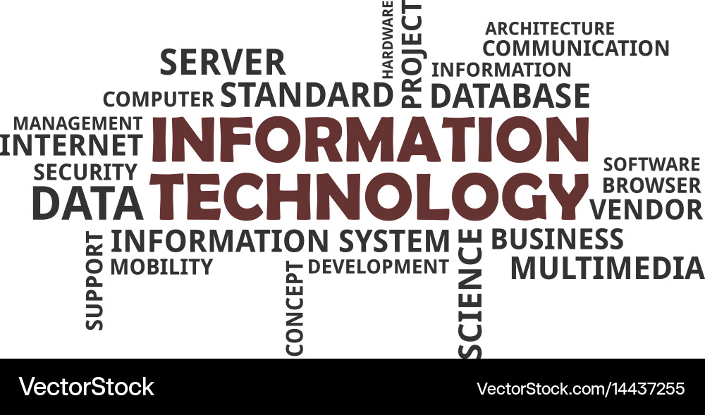 Word cloud for information technology Royalty Free Vector