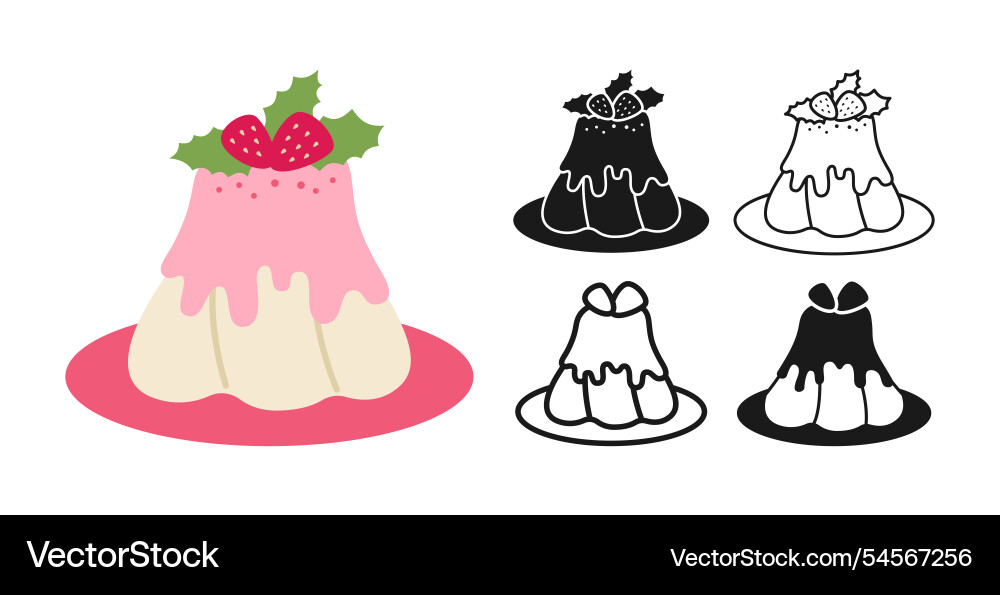 Christmas pudding icon symbol set winter xmas Vector Image