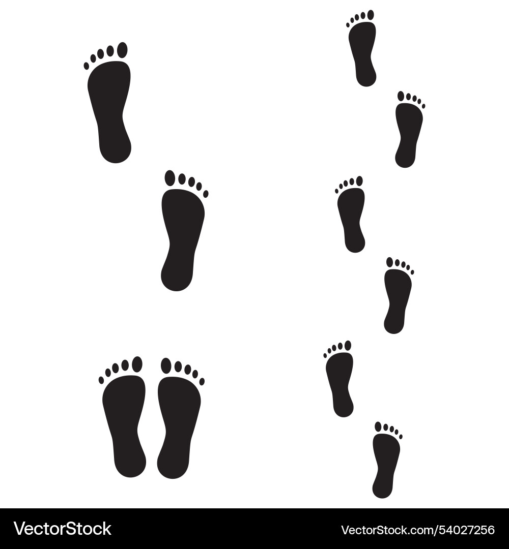Footprint icon black shape human step Royalty Free Vector