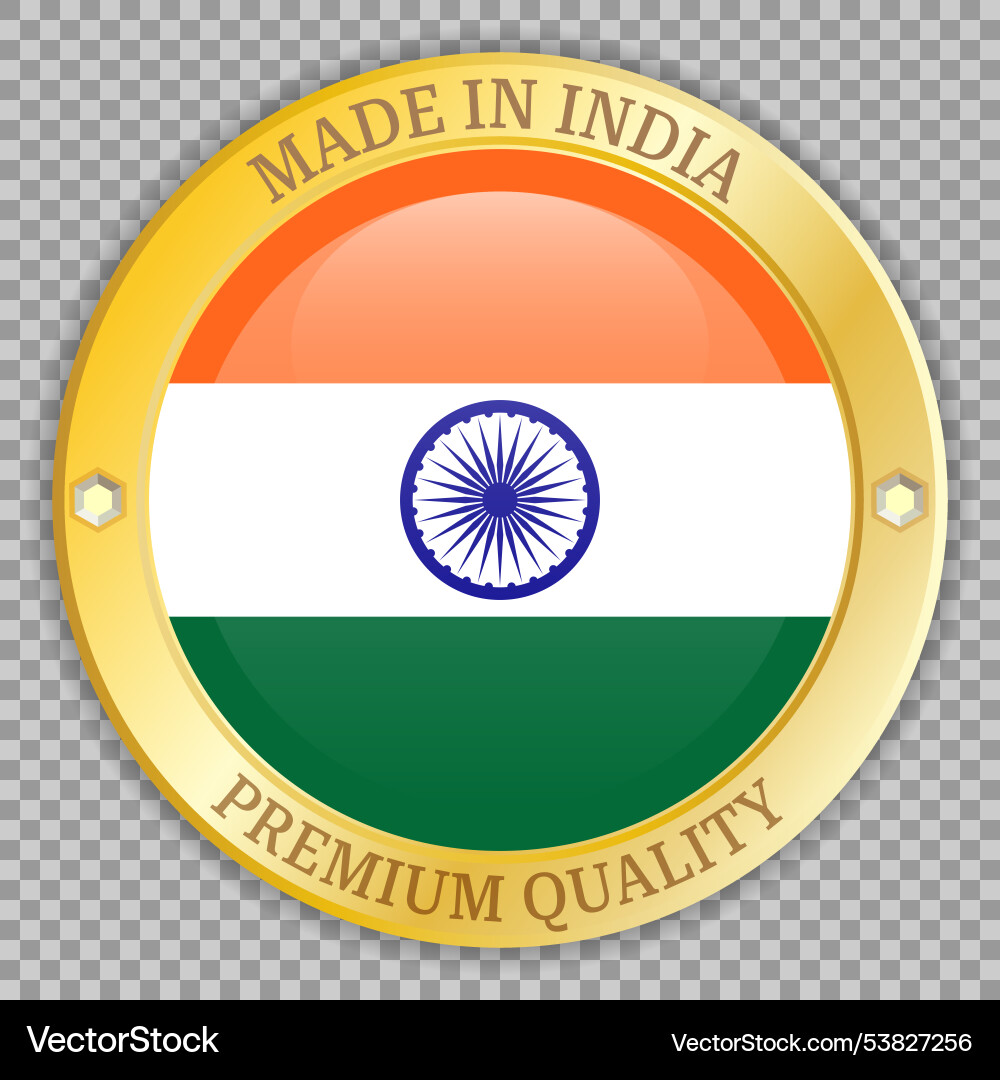 Made in india gold badge Royalty Free Vector Image