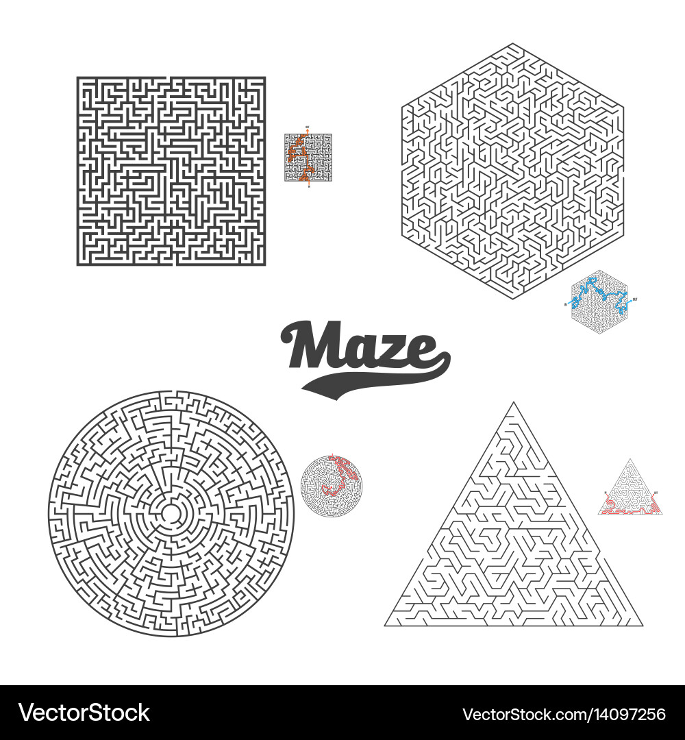 Maze labyrinth set Royalty Free Vector Image - VectorStock