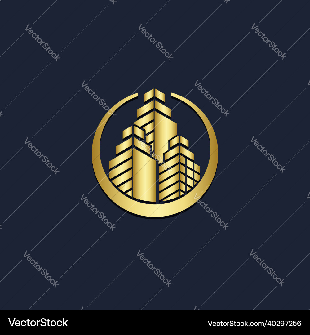 Modern building gold logo Royalty Free Vector Image