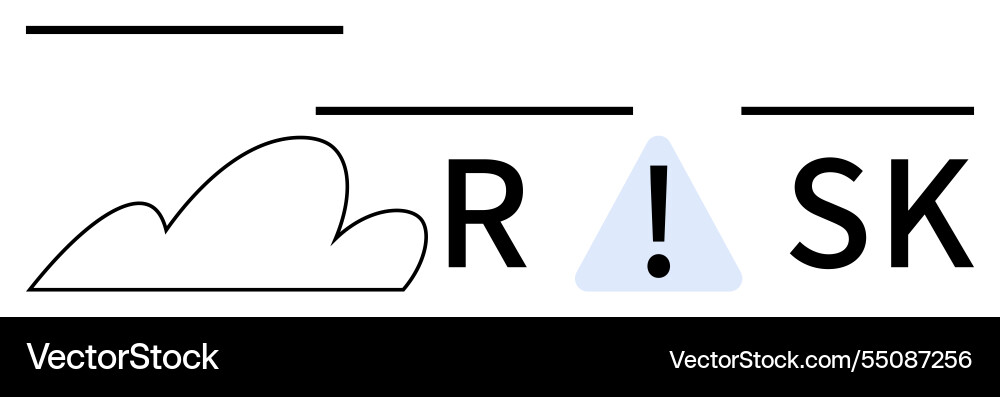 Risk and alert symbol with cloud outline Vector Image