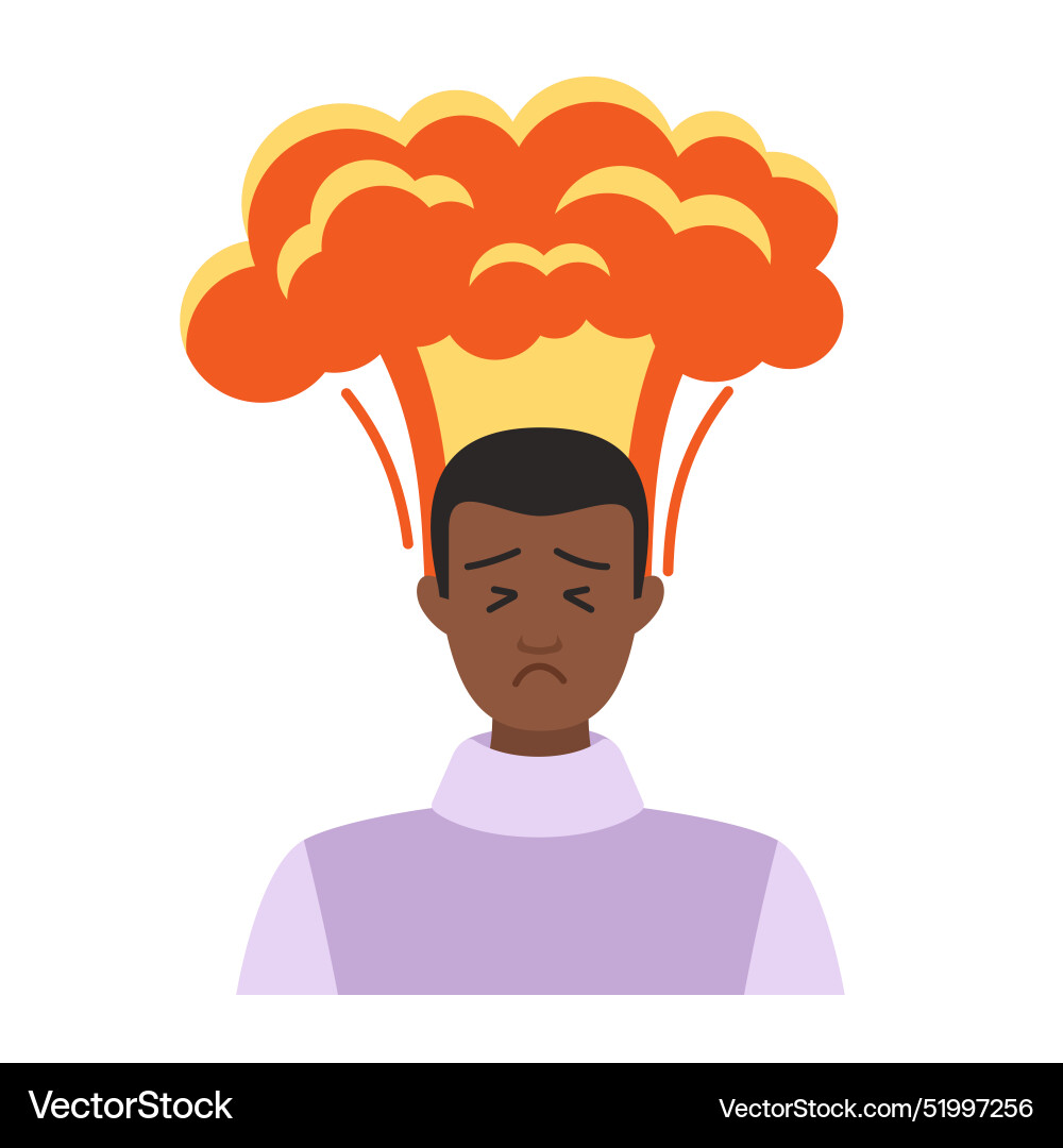 Sad man suffering from explosion of emotions Vector Image
