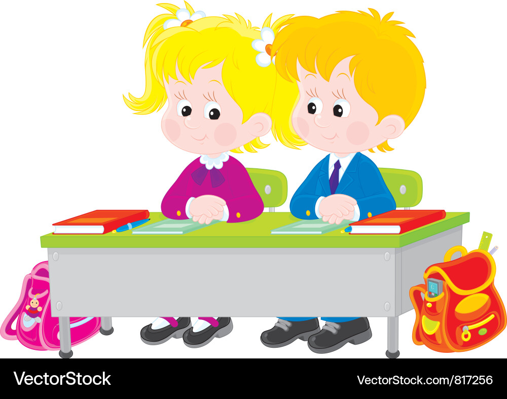 School children at lesson Royalty Free Vector Image
