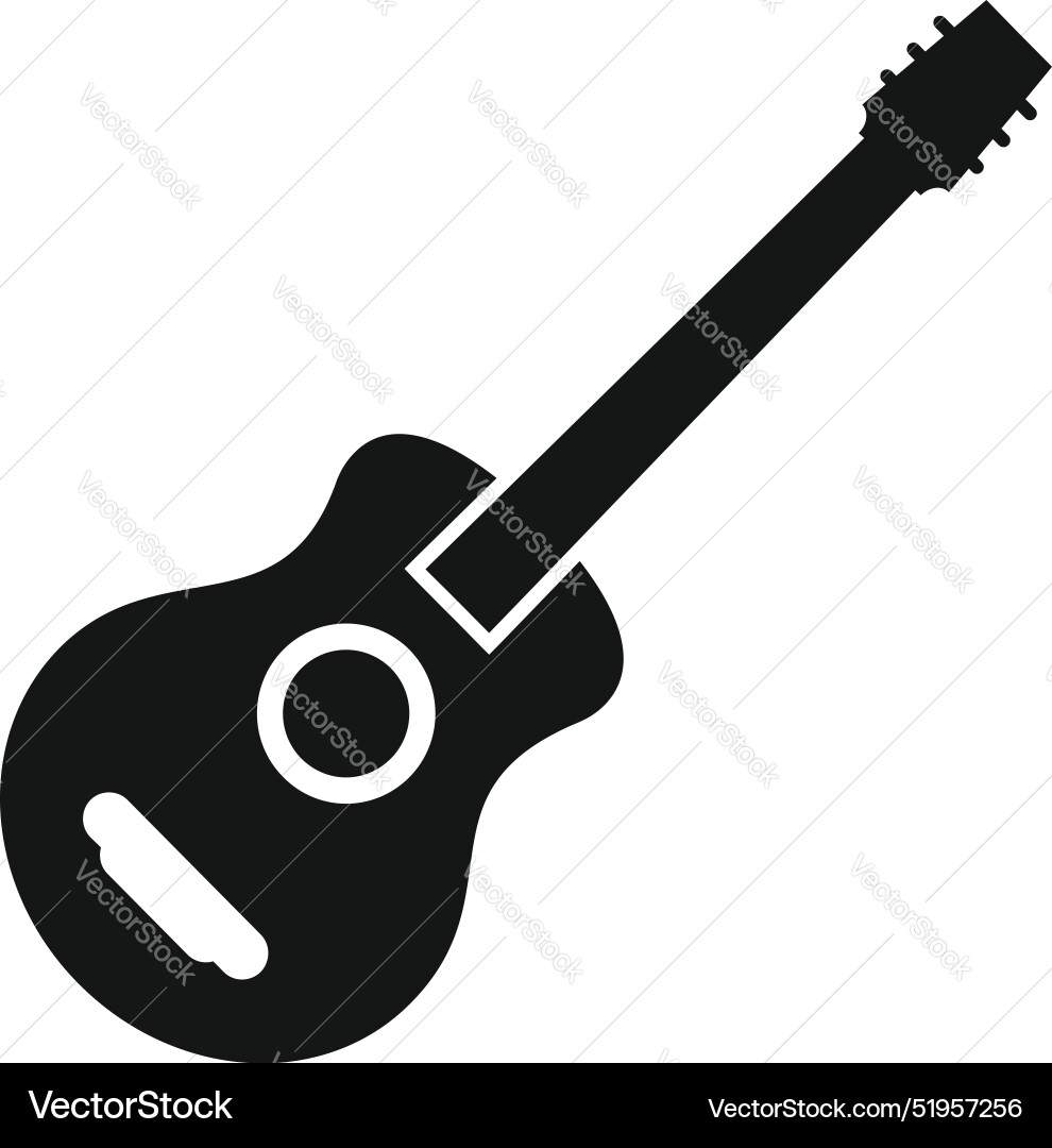 Simple black acoustic guitar silhouette Royalty Free Vector
