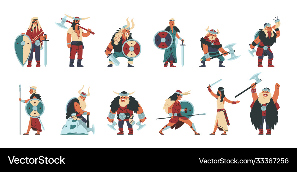 Viking Warriors Cartoon Royalty Free Vector Image