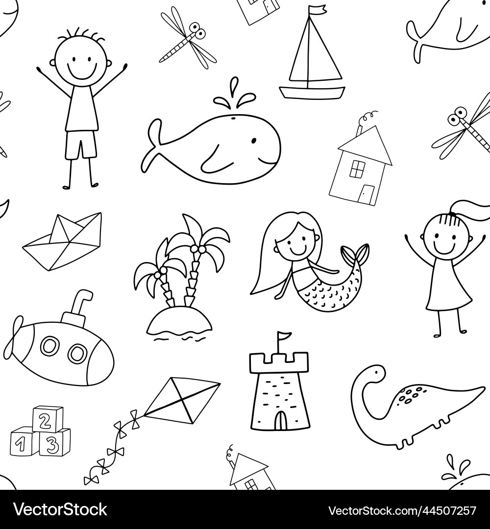 Cute childish monochrome seamless pattern Vector Image