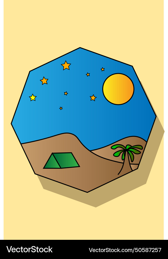 Desert night at polygon cartoon Royalty Free Vector Image